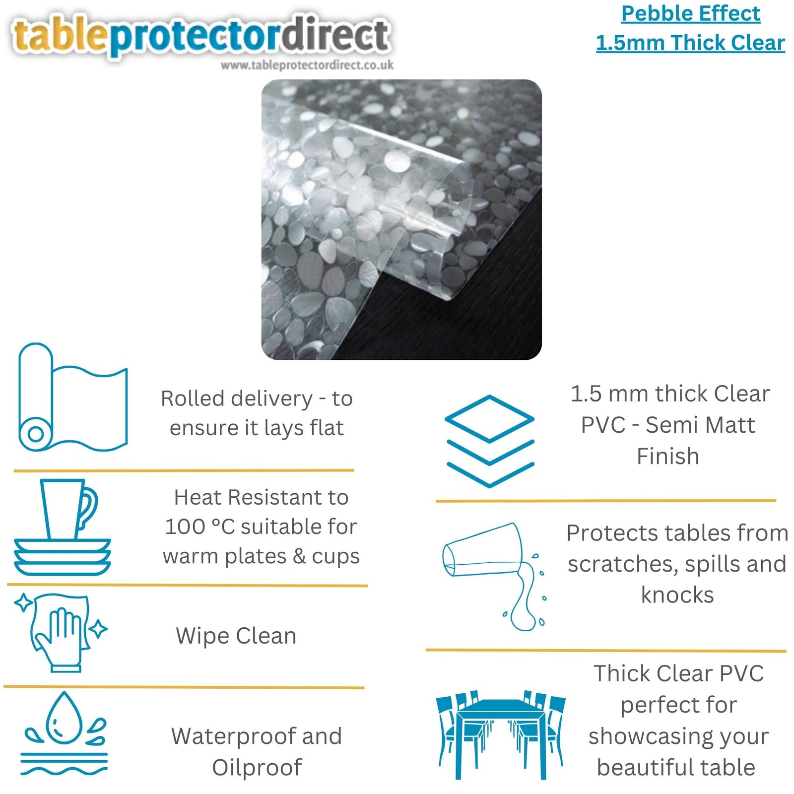 Buy Custom Clear PVC Table Protector | Bespoke Sizes 1.5mm Thick