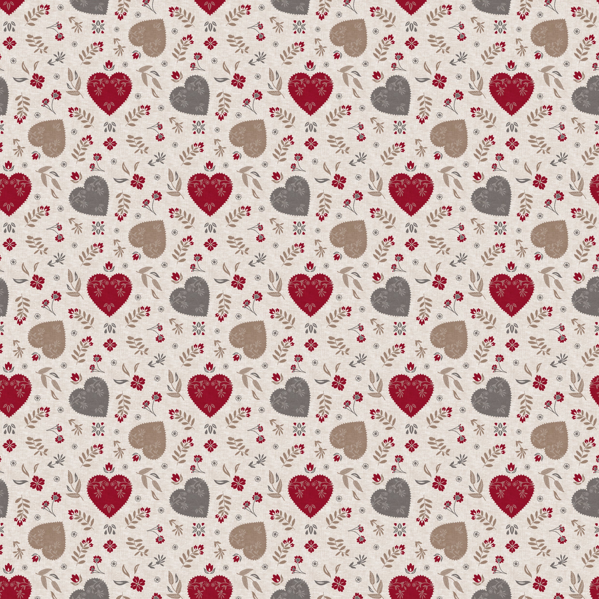 Scandi Heart & Floral Vinyl Oilcloth Tablecloth - Wipe Clean ...