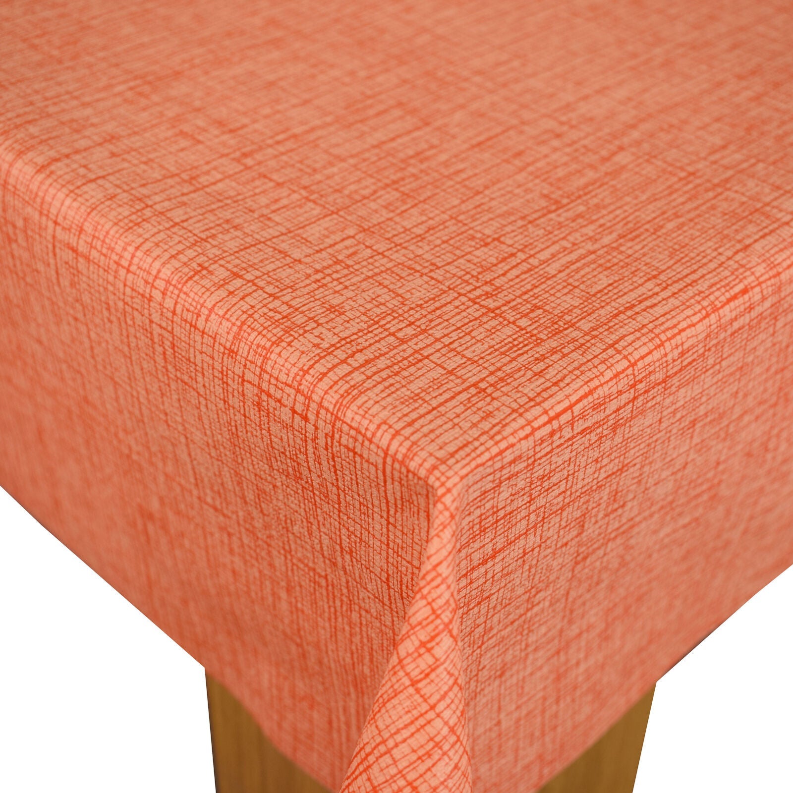 Orange linen Look PVC Vinyl Wipe Clean Tablecloth 100cm x 120cm Wareho