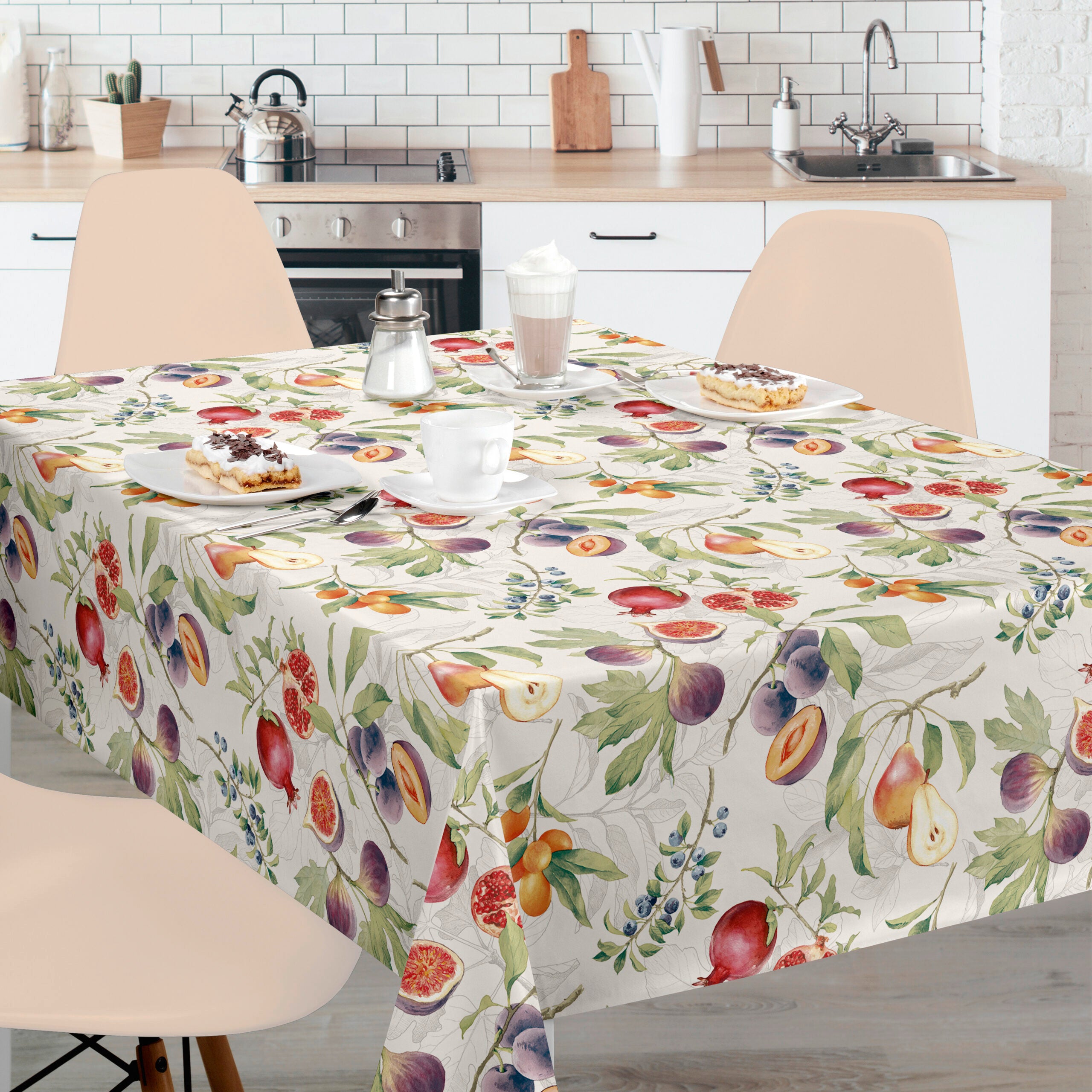Mediterranean Fruit Vinyl Oilcloth Tablecloth - Wipe Clean Tablecloths ...
