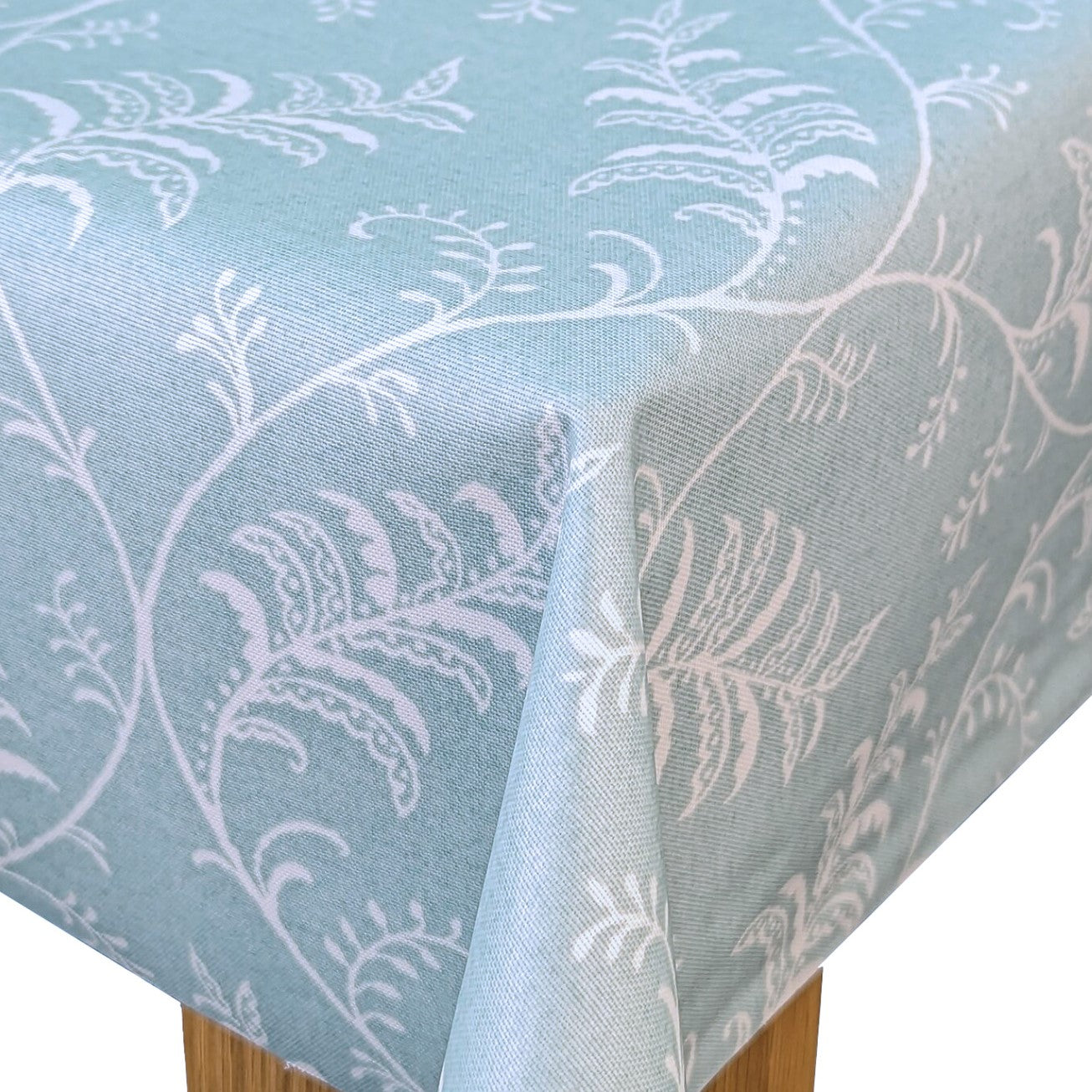 Audrey Fern Leaf Trail Powder Blue Oilcloth - PVC Tablecloths & Vinyl ...