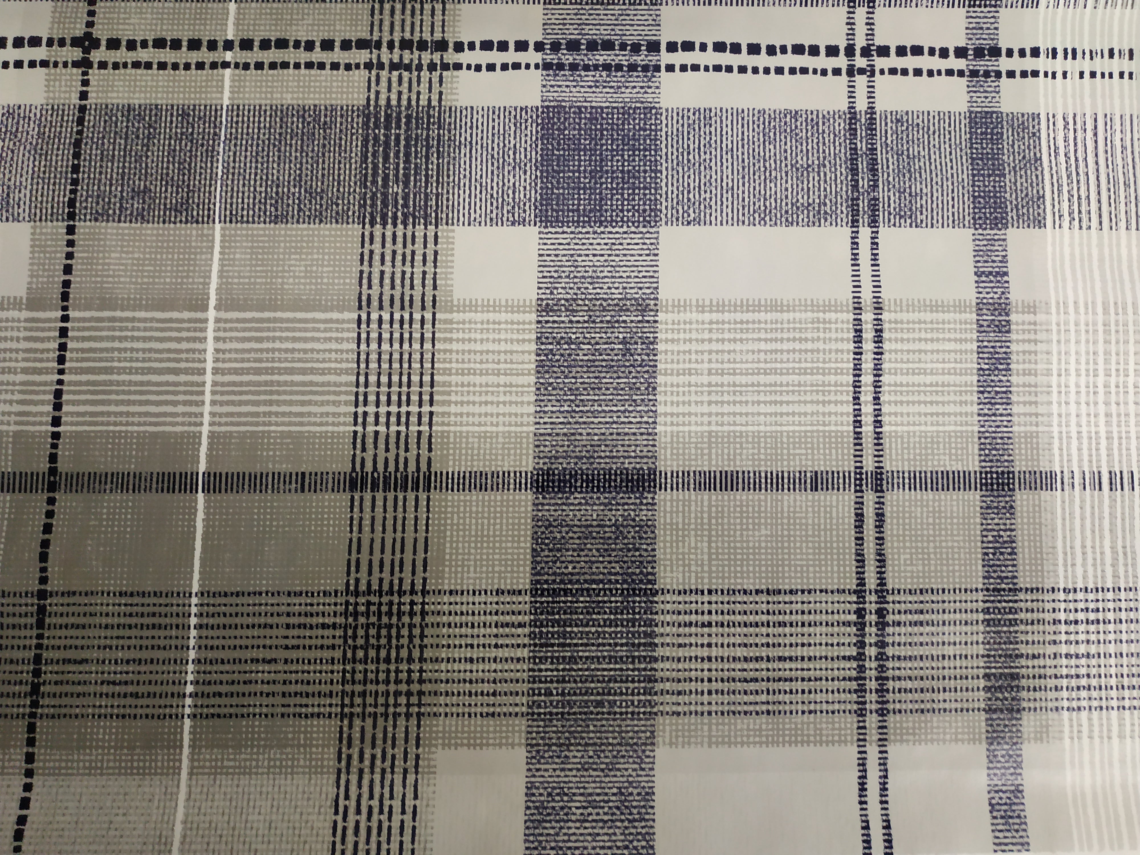 Brodie Check Navy and Grey PVC Vinyl Tablecloth 20 Metres