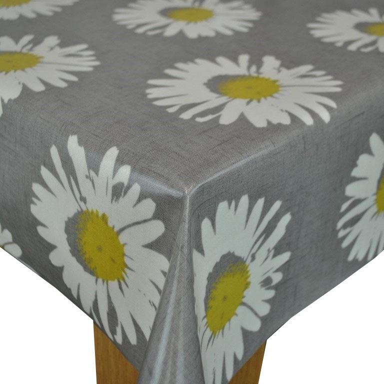 Capri Daisy Chartreuse Oilcloth - PVC Tablecloths & Vinyl Tablecloths