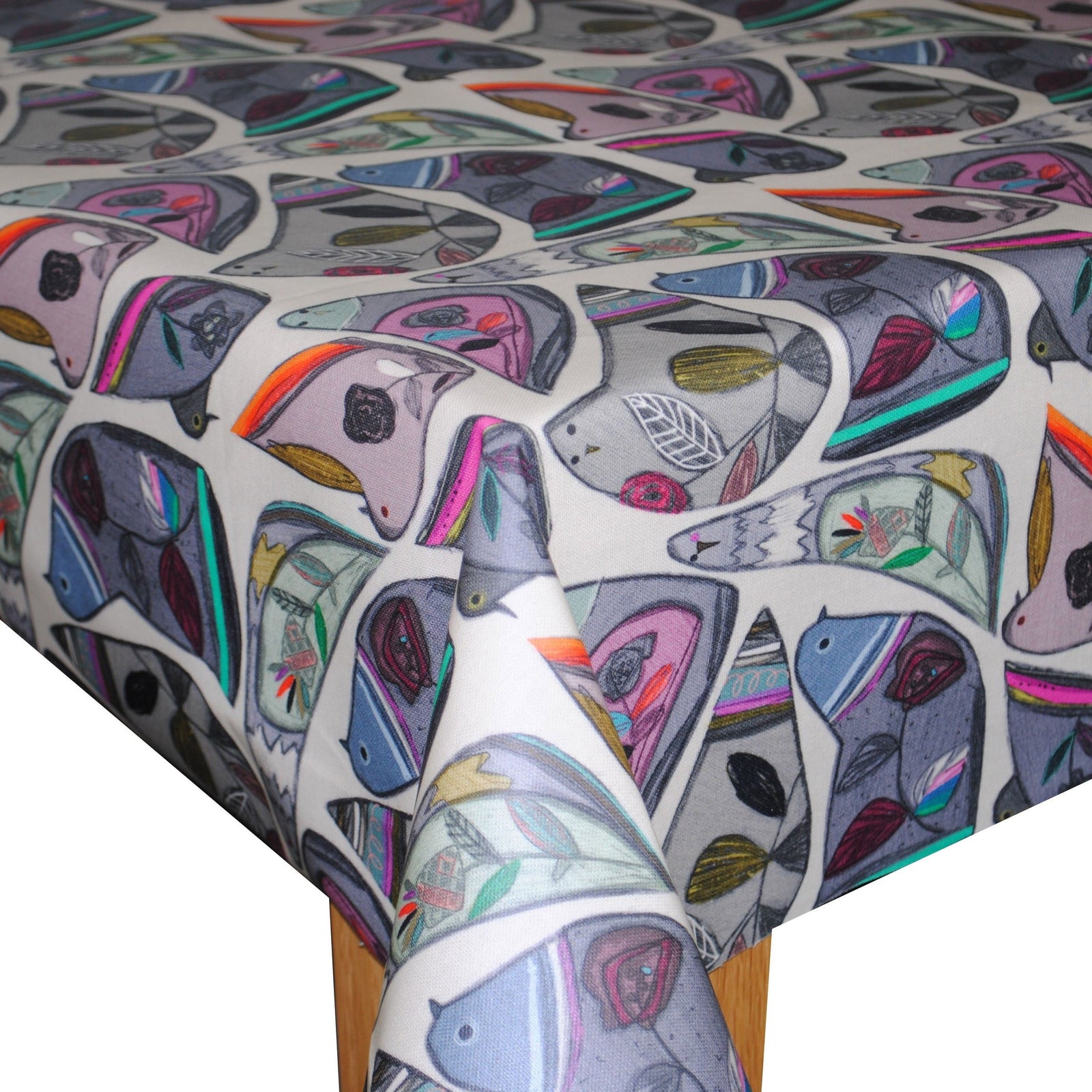 Chess Chirpy Bird Oilcloth - PVC Tablecloths & Vinyl Tablecloths