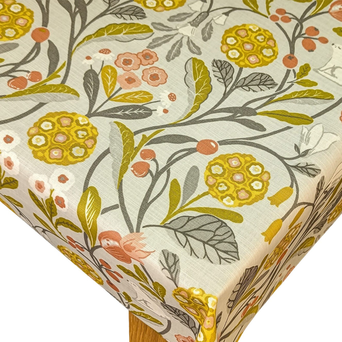 Forester Ochre Grey Oilcloth - PVC Tablecloths & Vinyl Tablecloths