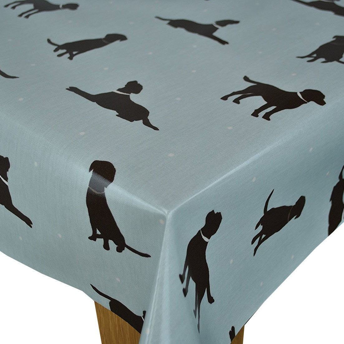 Rover Dog Duckegg Oilcloth - PVC Tablecloths & Vinyl Tablecloths