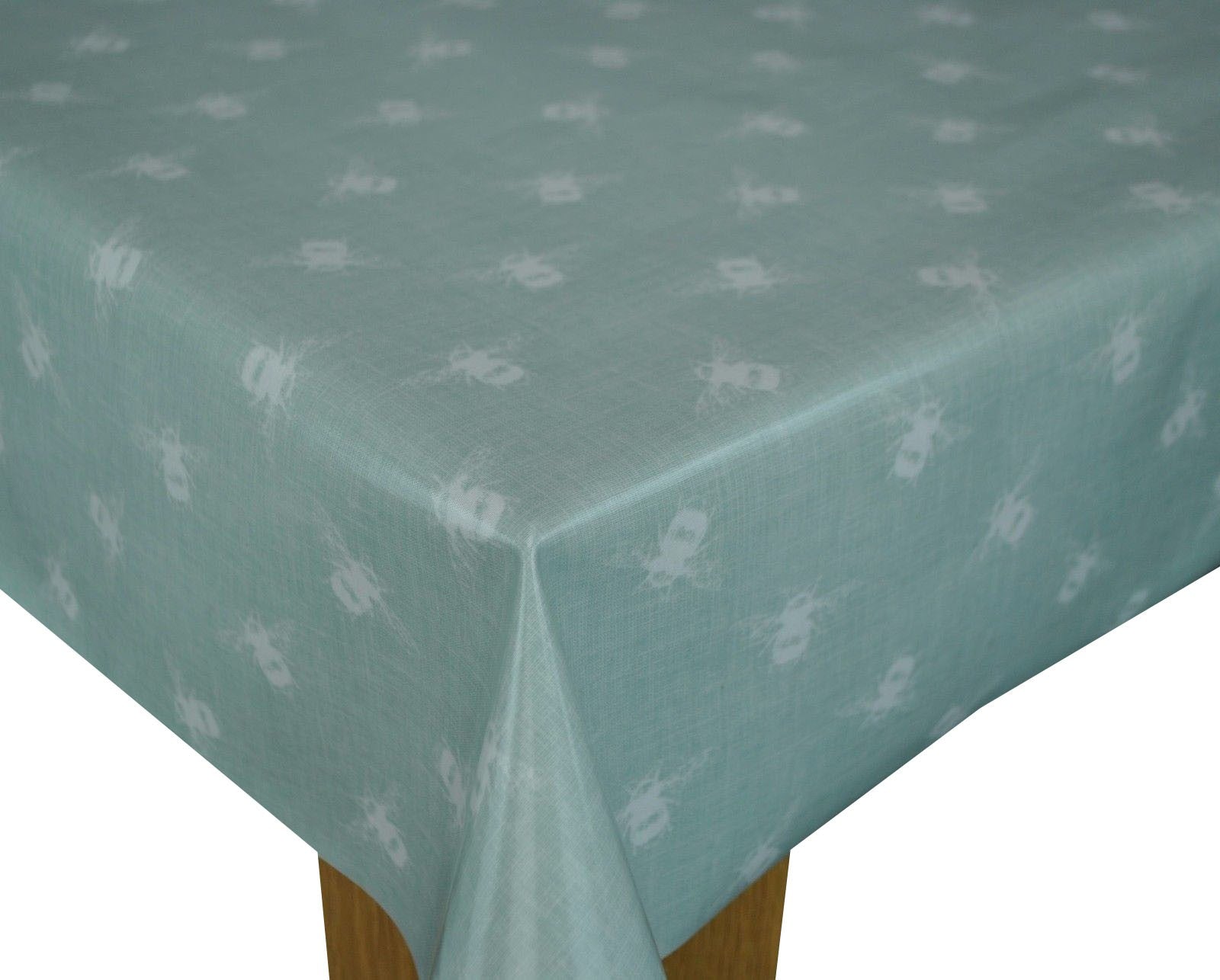 Bees Duckegg Oilcloth - PVC Tablecloths & Vinyl Tablecloths