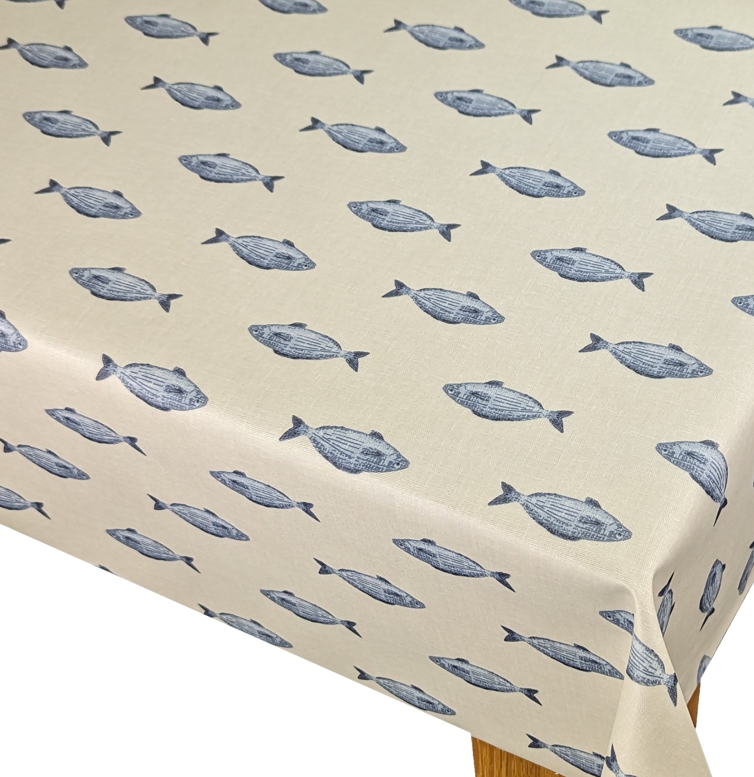 Fryetts Pisces Blue Fish Matt Oilcloth Tablecloth
