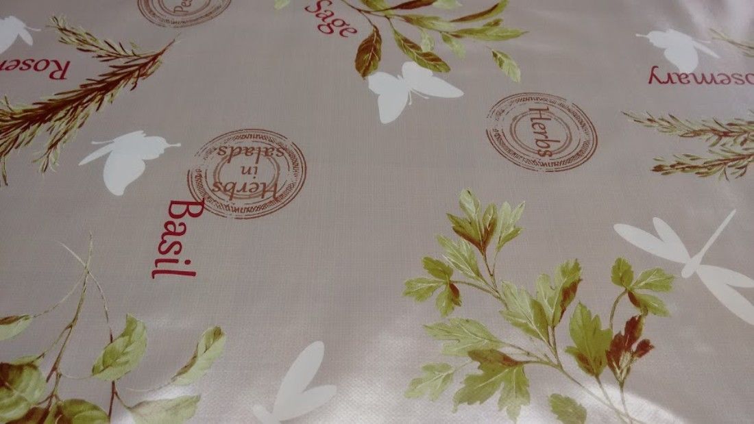 Herb Butterfly Stone PVC Vinyl Tablecloth 20 Metres Roll - Warehouse C
