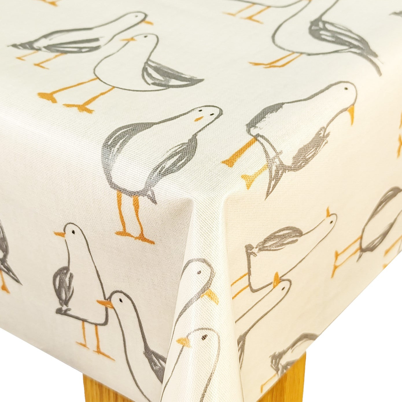 Laridae Seagull Natural Oilcloth Tablecloth by Clarke and Clarke