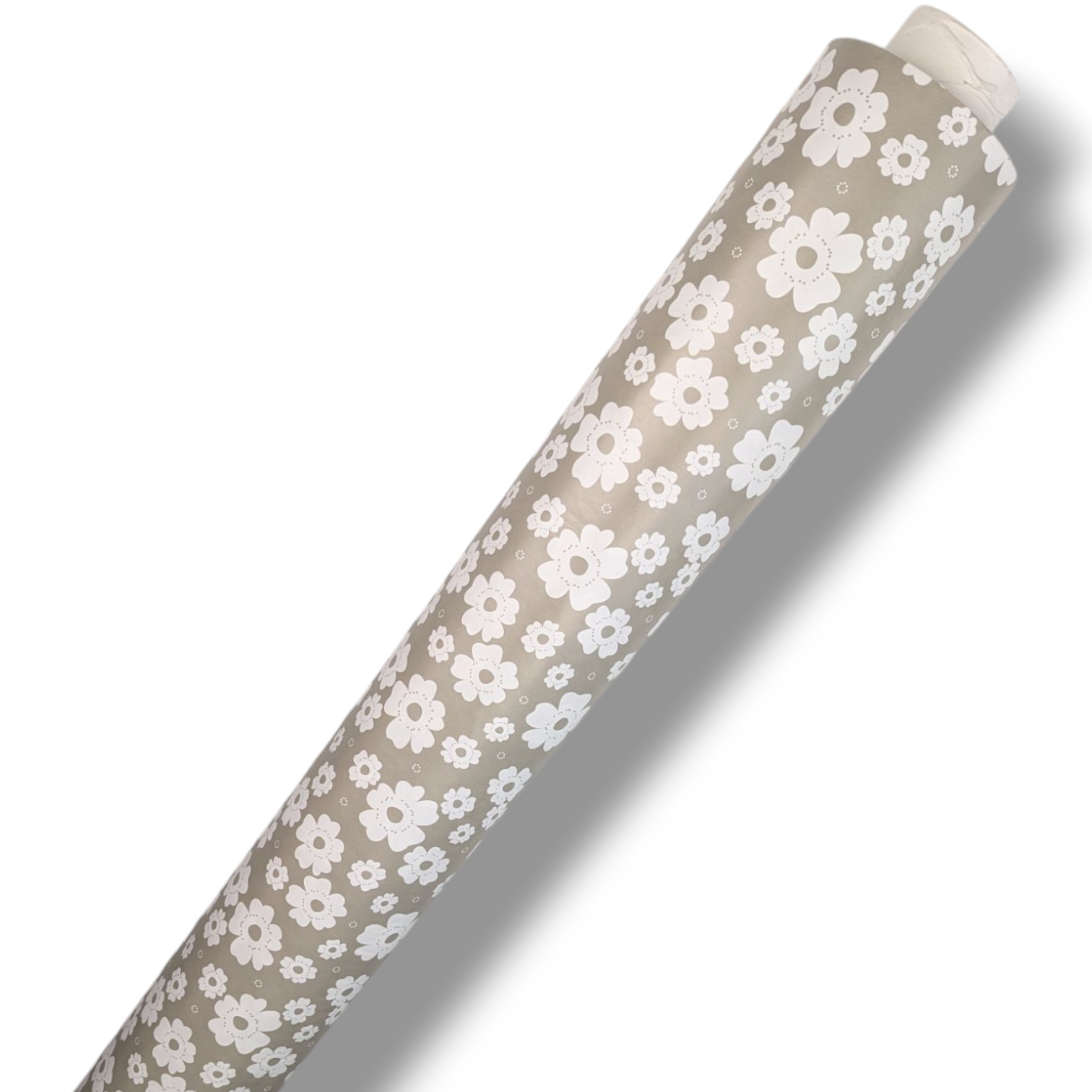 Polly Flowers Grey Vinyl Tablecloth Roll 20 Metres x 140cm Full Roll