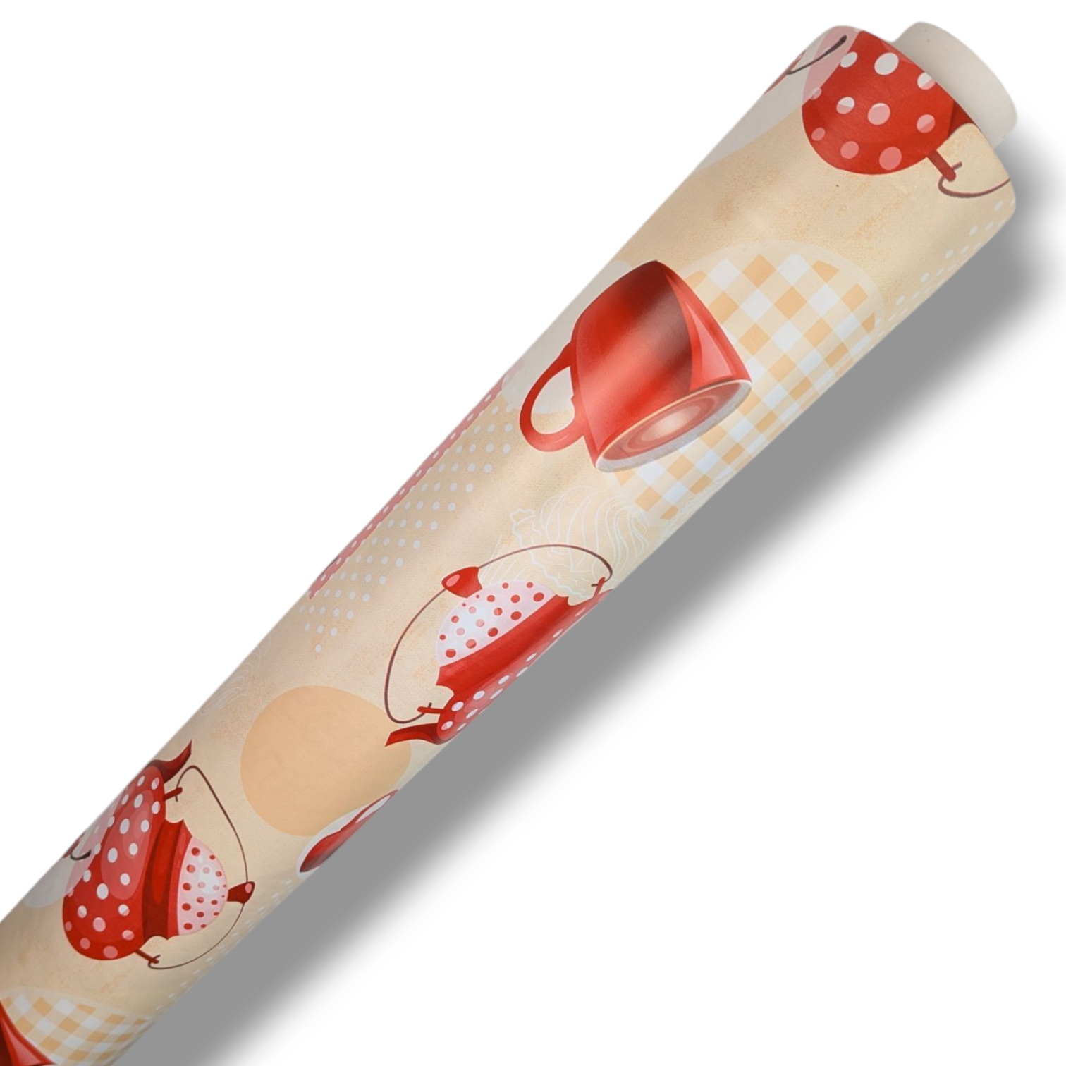 Afternoon Tea Red Vinyl Tablecloth Roll 20 Metres x 140cm Full Roll