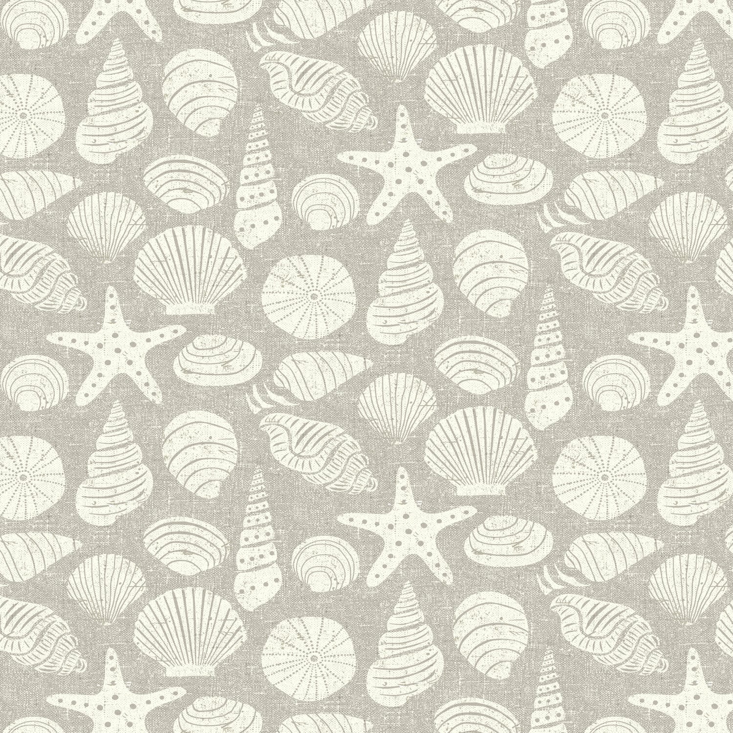 Seashells Grey Oilcloth Tablecloth