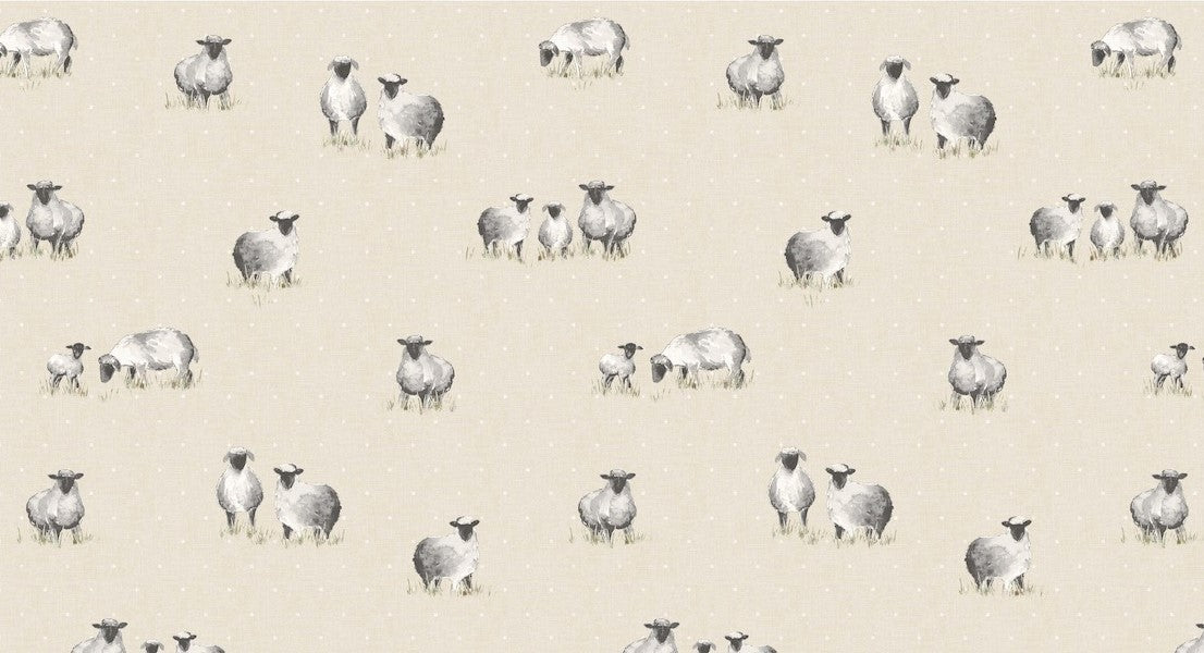 Sheepy Sheep Natural Dotty Oilcloth Tablecloth