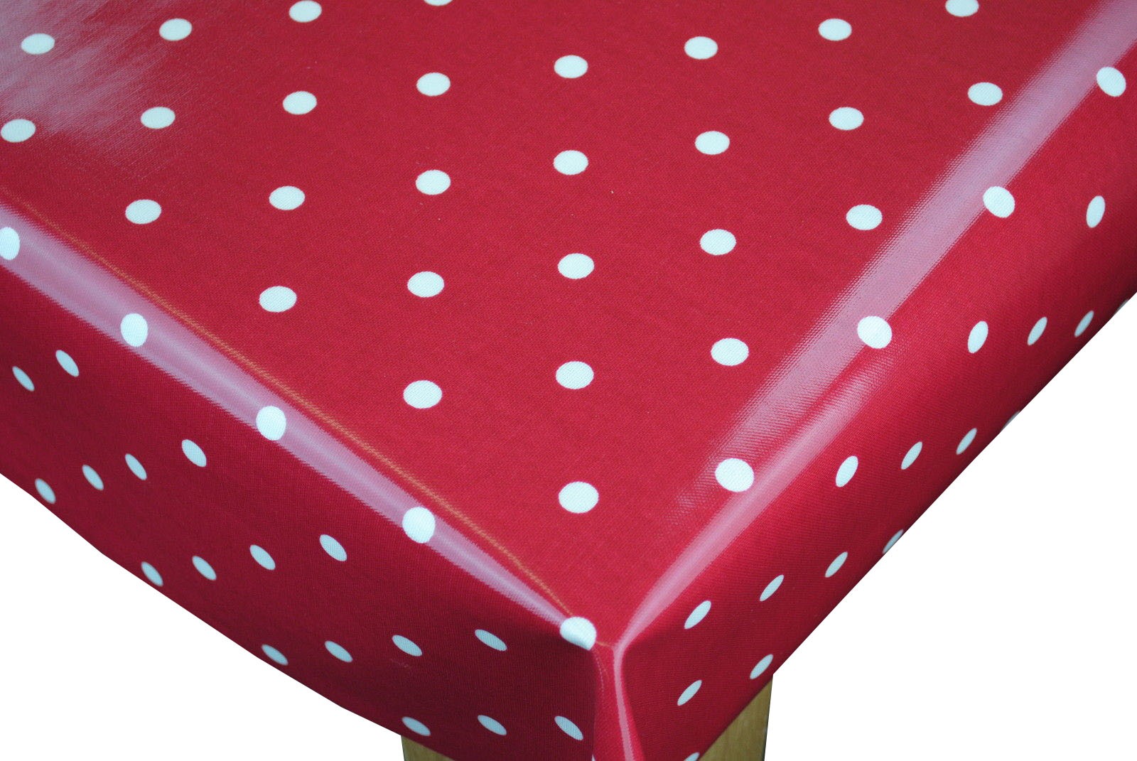 Square Wipe Clean Tablecloth PVC Oilcloth 132cm x 132cm DOTTY RED Polk