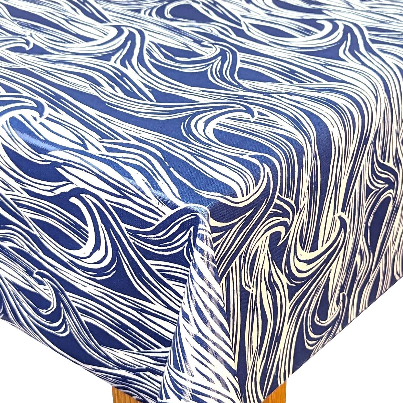 Surf Navy Blue Oilcloth Sold by the Metre