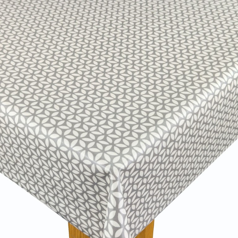 Geo Geometric Grey Oilcloth - PVC Tablecloths & Vinyl Tablecloths