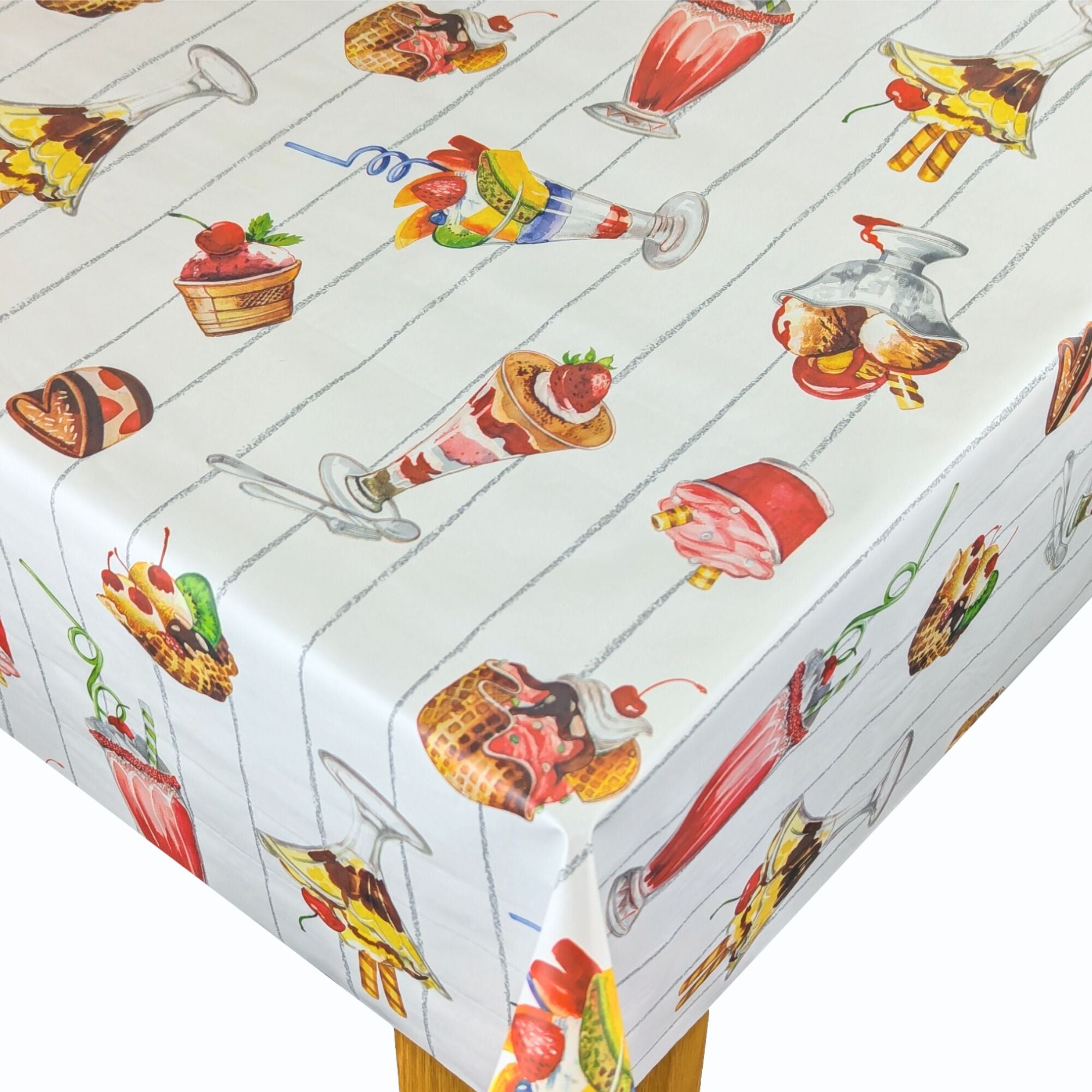 Ice Cream Desserts Vinyl Oilcloth Tablecloth - Wipe Clean Tablecloths ...