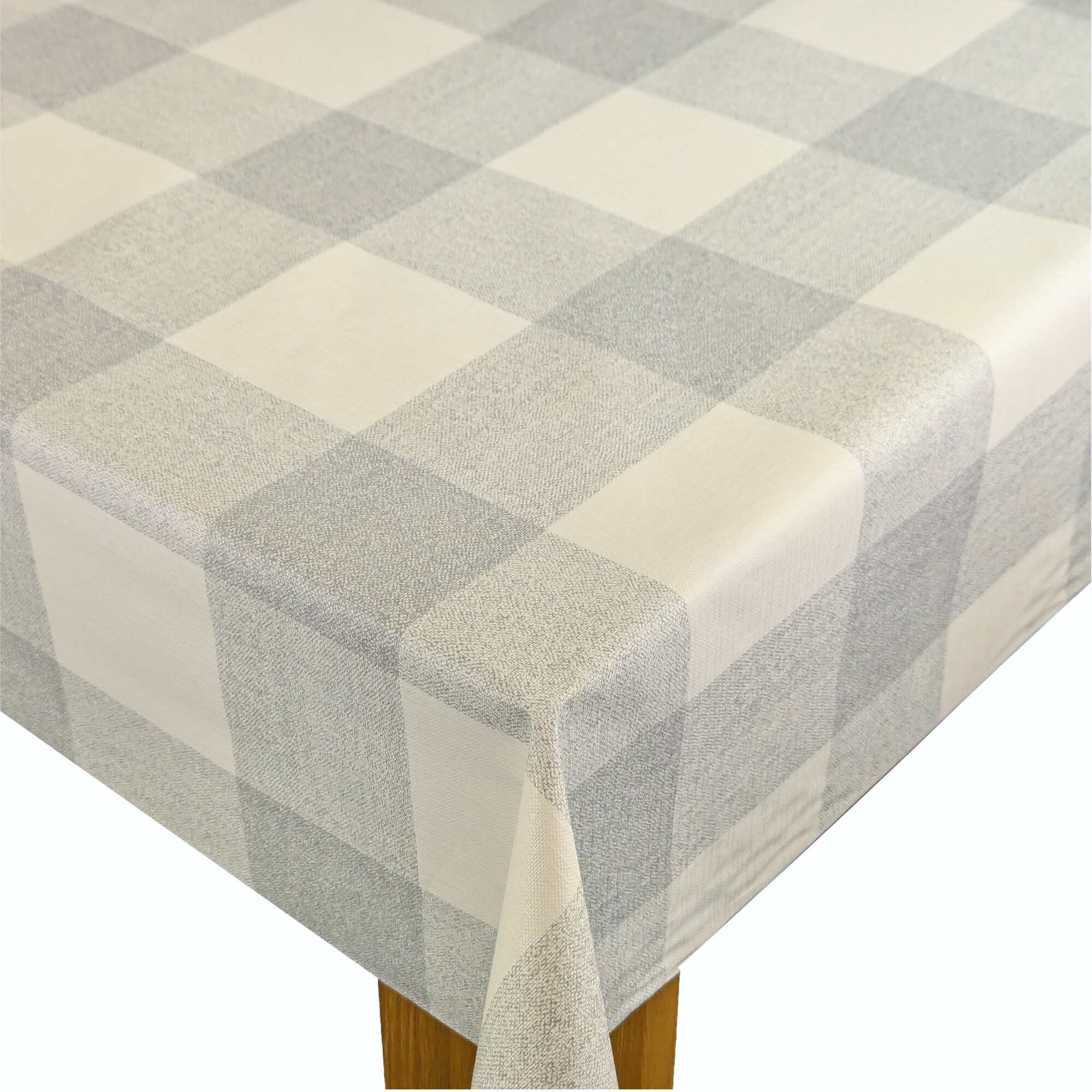 Grey Large Check Vinyl Oilcloth Tablecloth - Wipe Clean Tablecloths ...