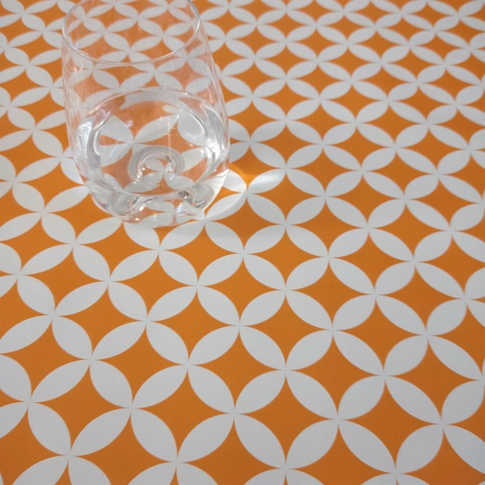 Alice Orange Geometric PVC Vinyl Wipe Clean Tablecloth 220cm x 140cm W