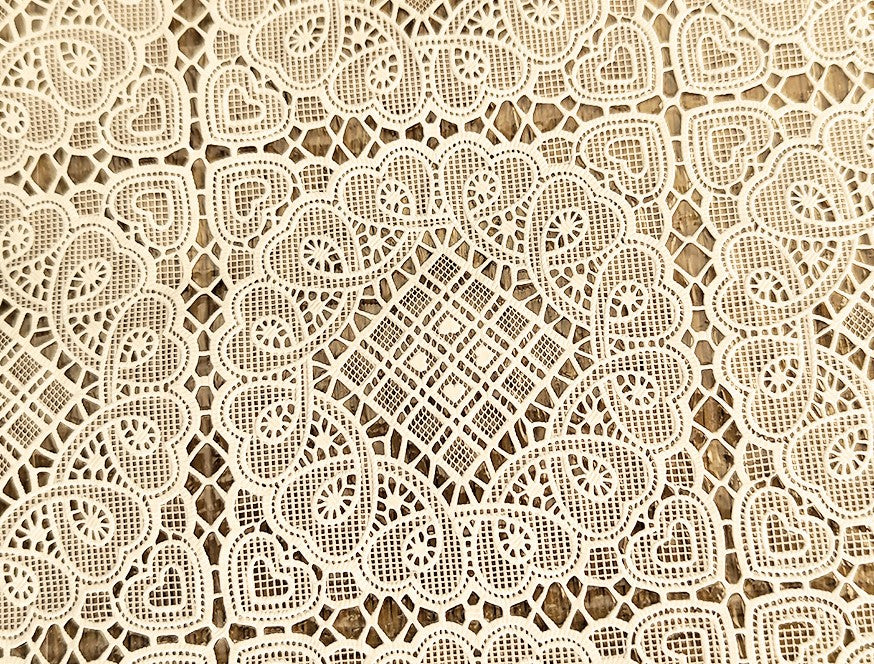 Angel Cream Lace PVC Vinyl Wipe Clean Tablecloth OVAL 200cm x 140cm Wa