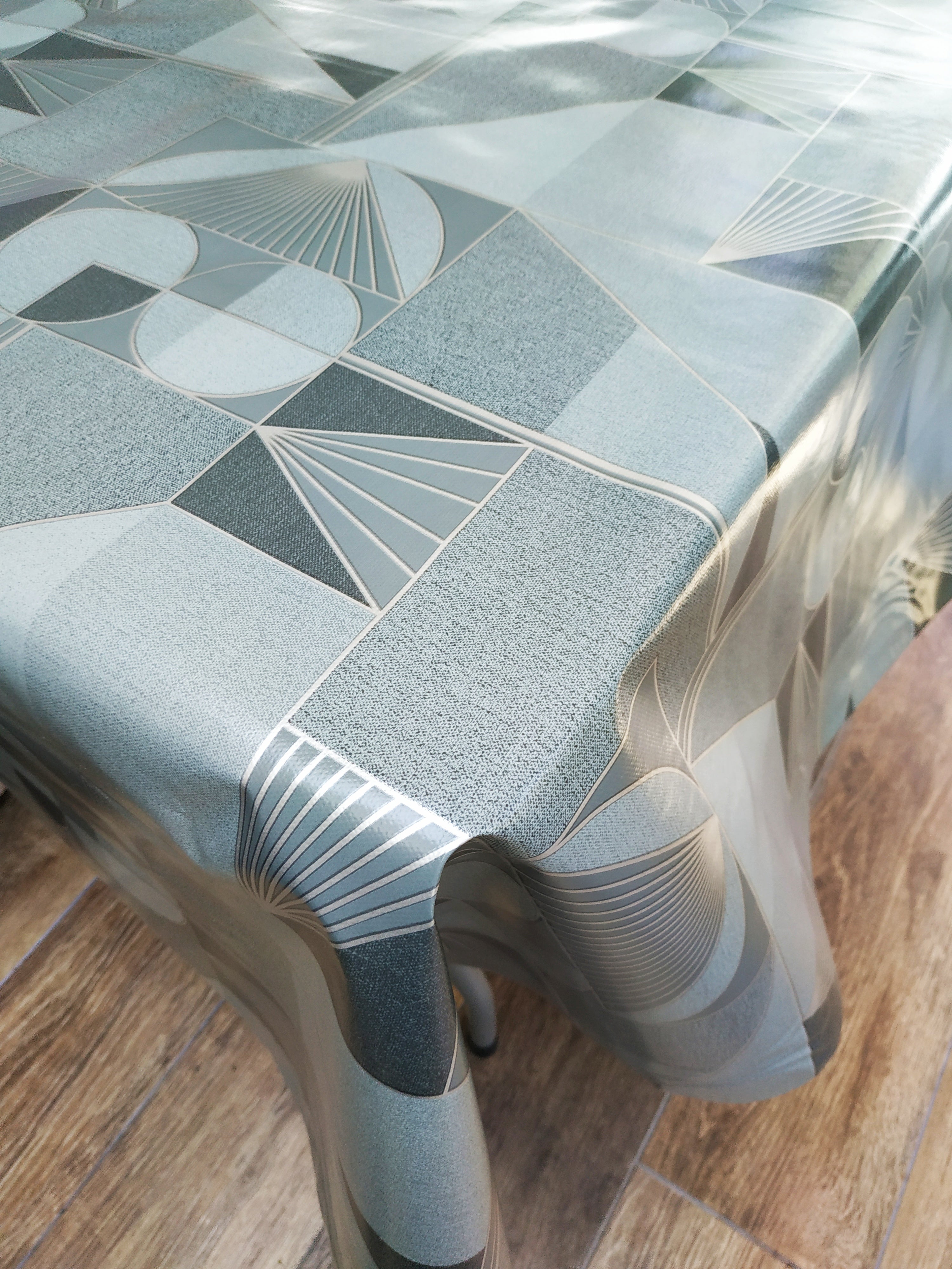 Art Nouveau Grey Silver PVC Vinyl Wipe Clean Tablecloth 160cm x 140cm