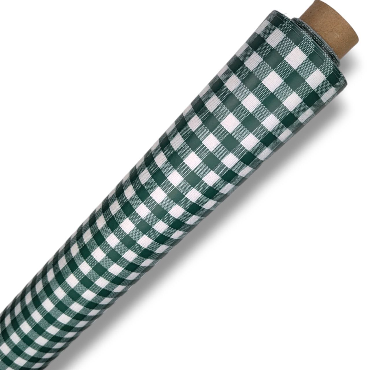 Dark Green Bistro Gingham Check PVC Vinyl Tablecloth Roll 20 Metres x
