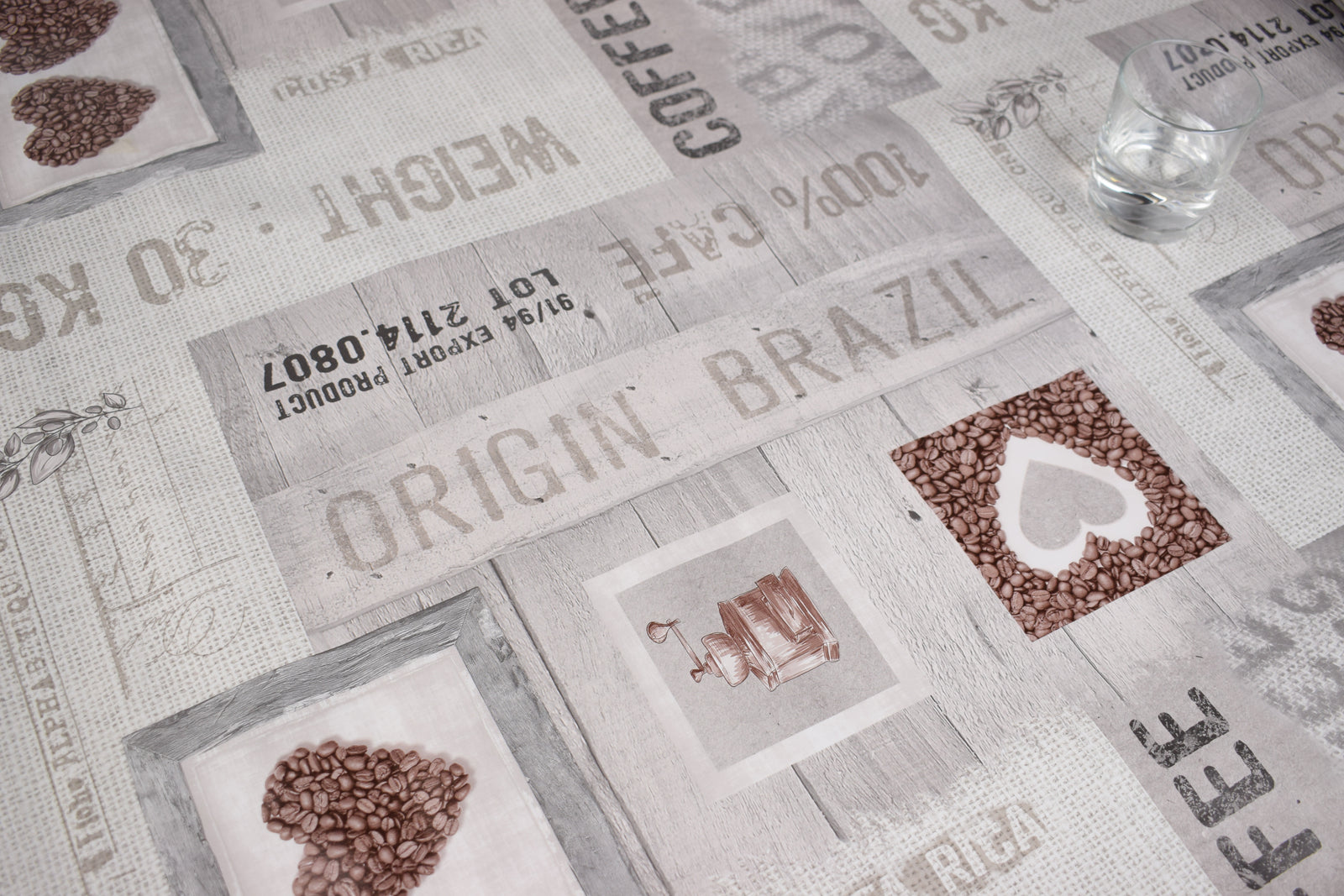 Brazil Coffee Grey PVC Vinyl Wipe Clean Tablecloth 130cm x 140cm Wareh