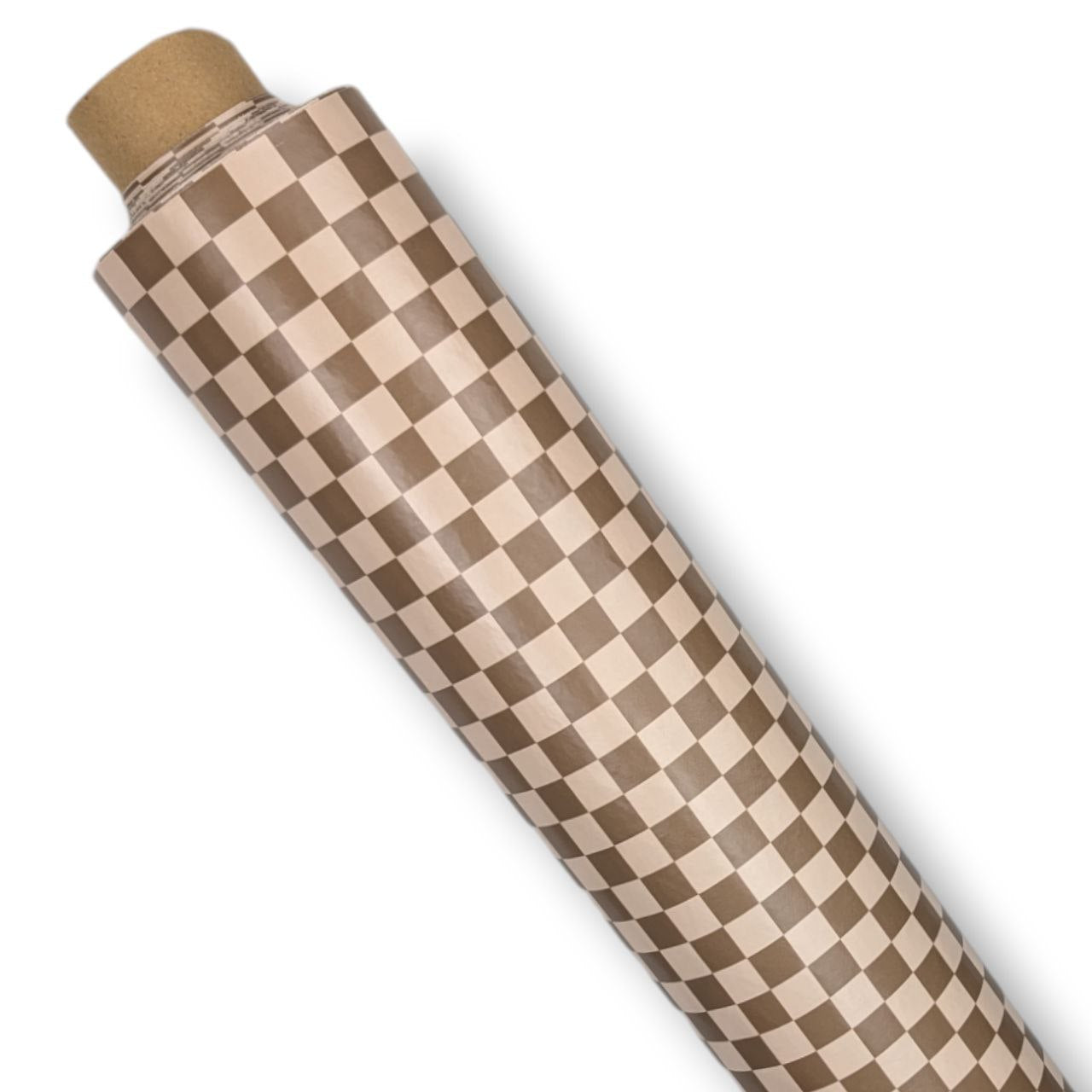 Brown and Beige Checkerboard PVC Vinyl Tablecloth Roll 20 Metres x 140