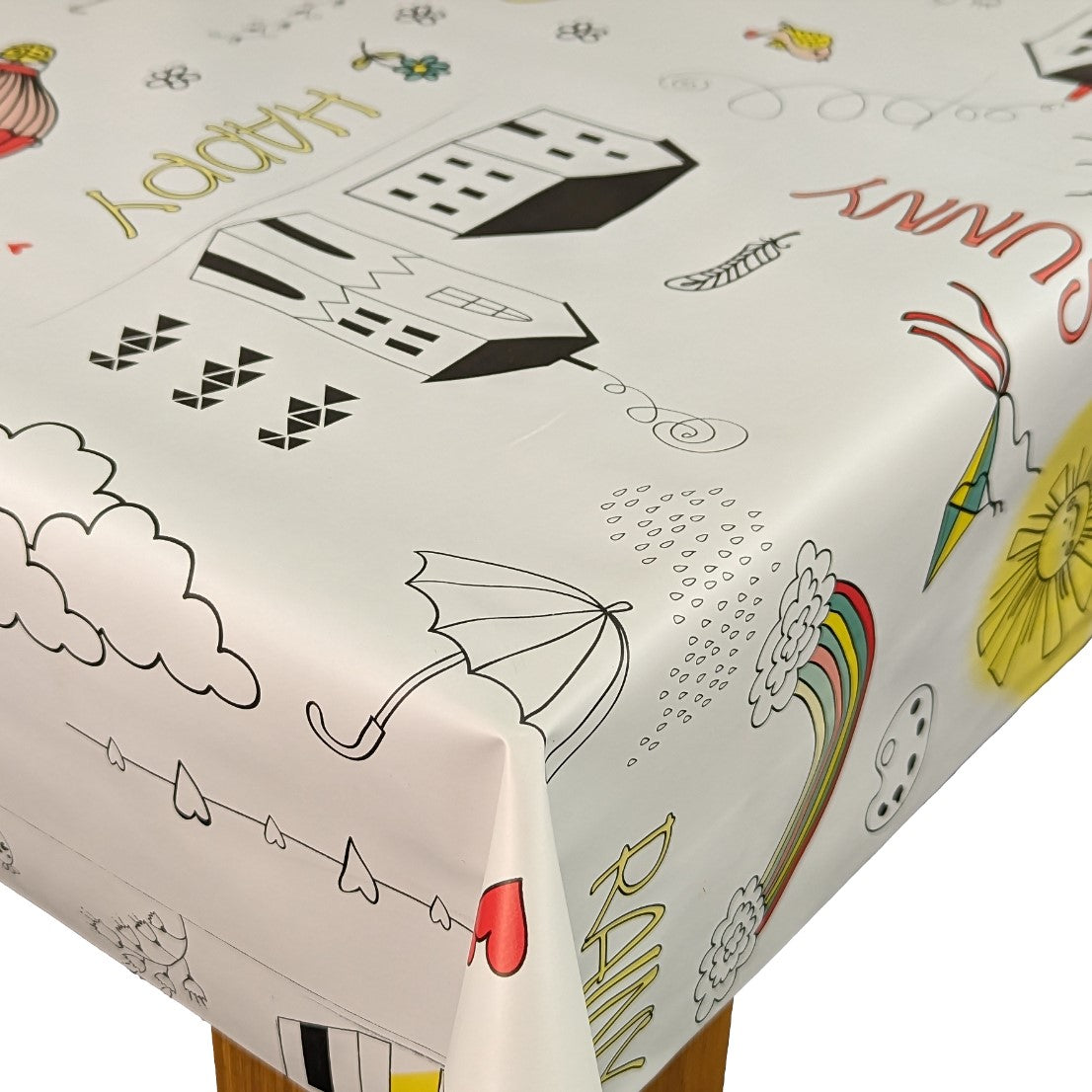 Kids Colouring Vinyl Oilcloth Tablecloth - Wipe Clean Tablecloths ...