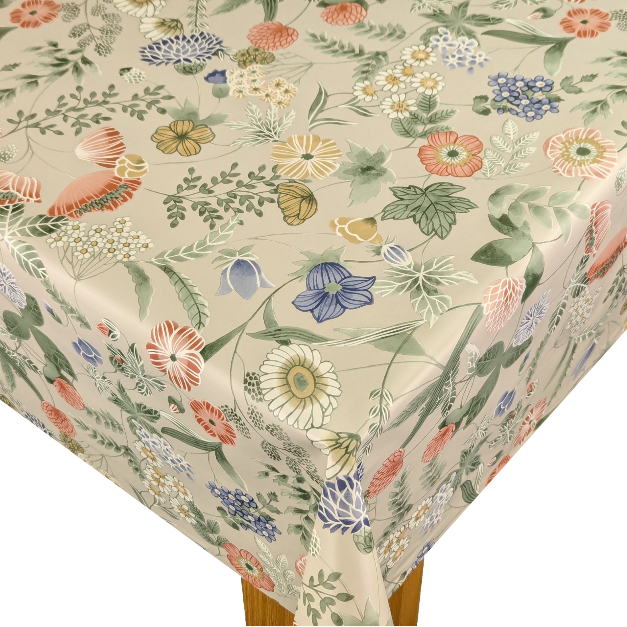 Rustic Wildflower Vinyl Oilcloth Tablecloth - Wipe Clean Tablecloths ...