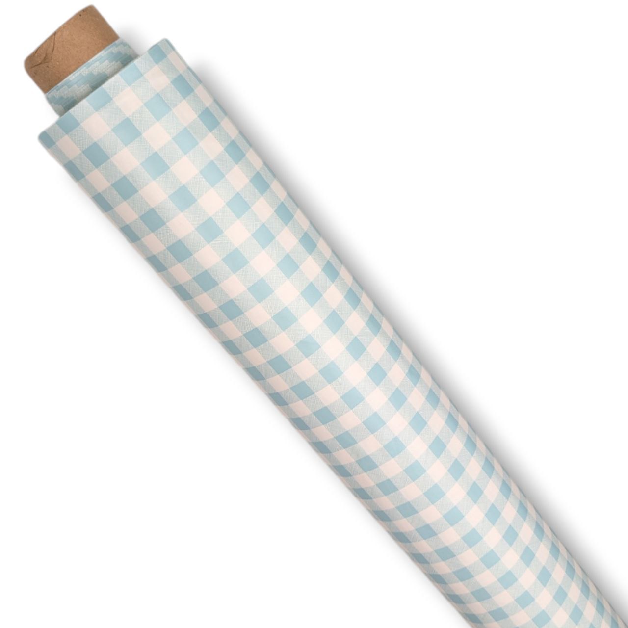 Duckegg Small Check Gingham 12mm Squares PVC Vinyl Tablecloth Roll 20