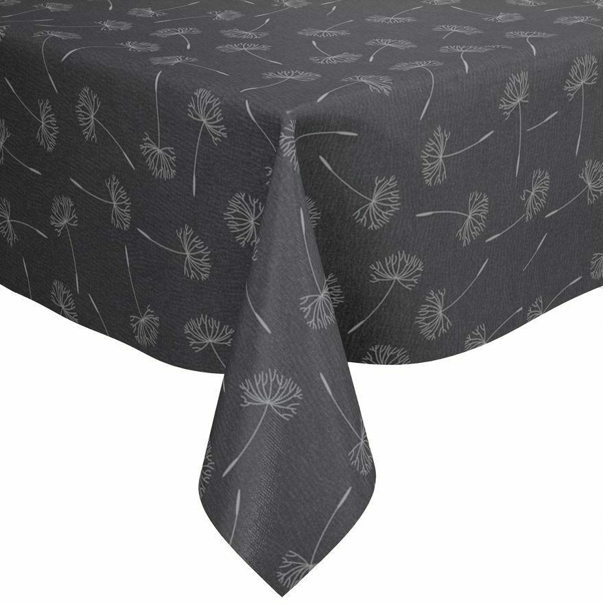 Megan Slate Grey PVC Vinyl Wipe Clean Tablecloth 120cm x 120cm Warehou