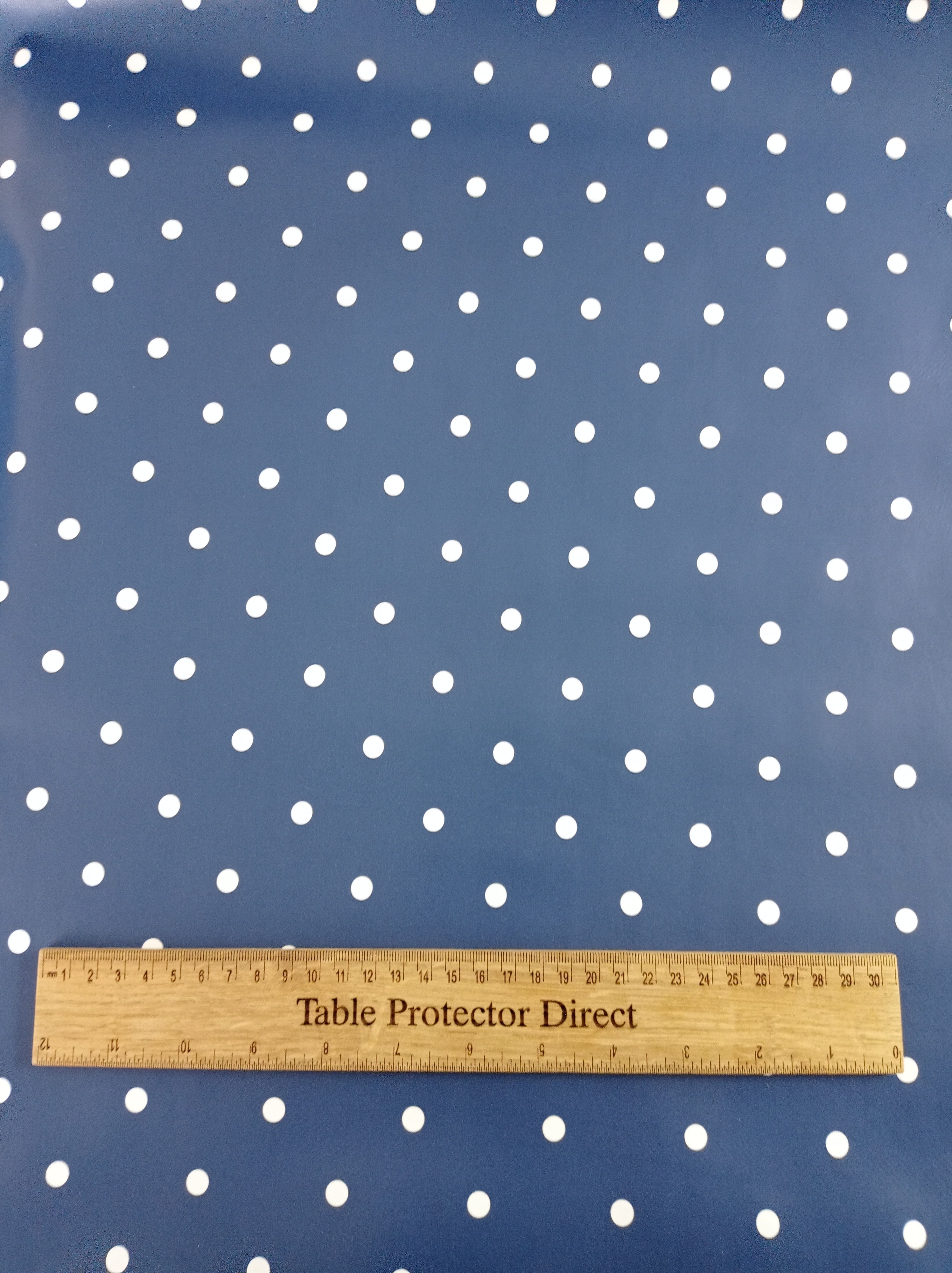 Navy Blue Polka Dot PVC Wipe Clean Tablecloth