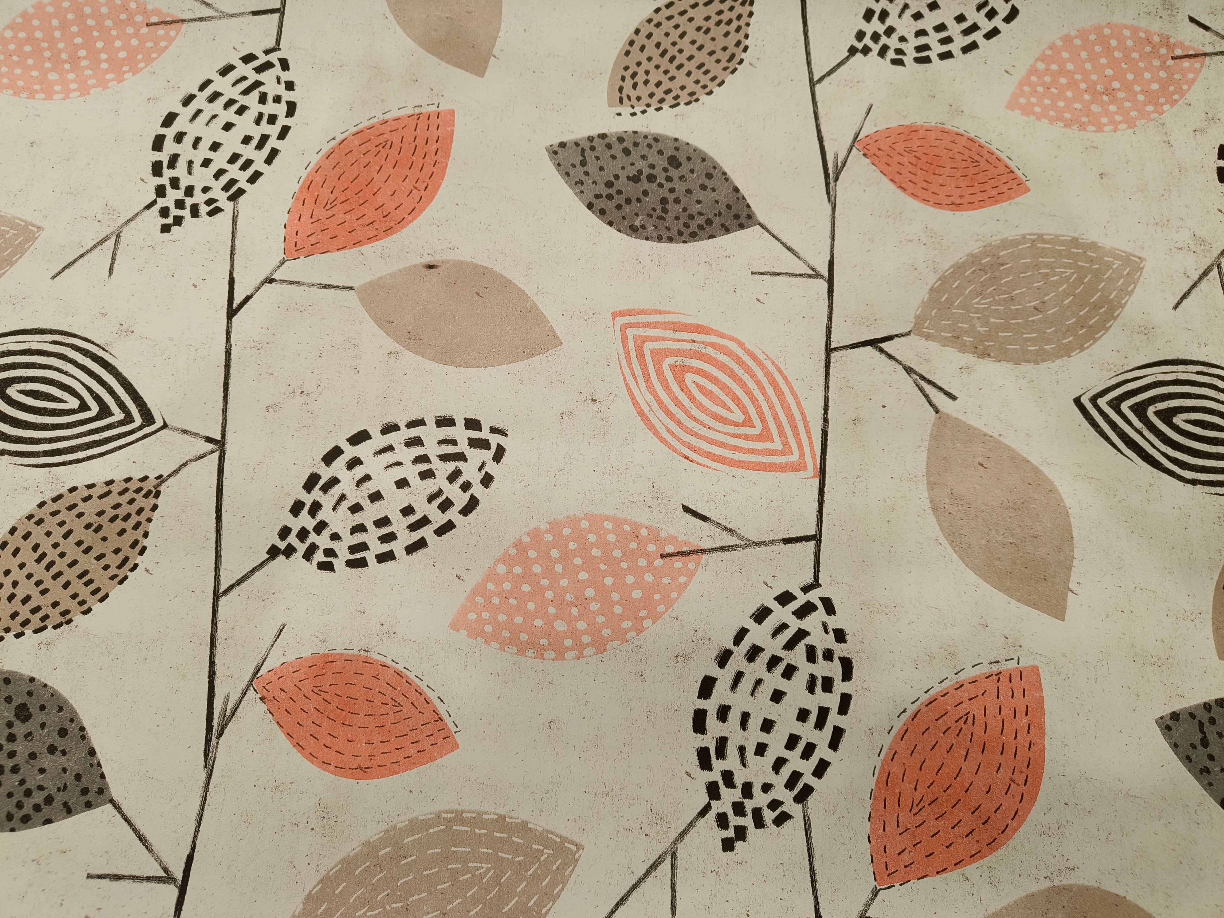 Orange and Taupe Leaves on a Mottled background PVC Vinyl Tablecloth R