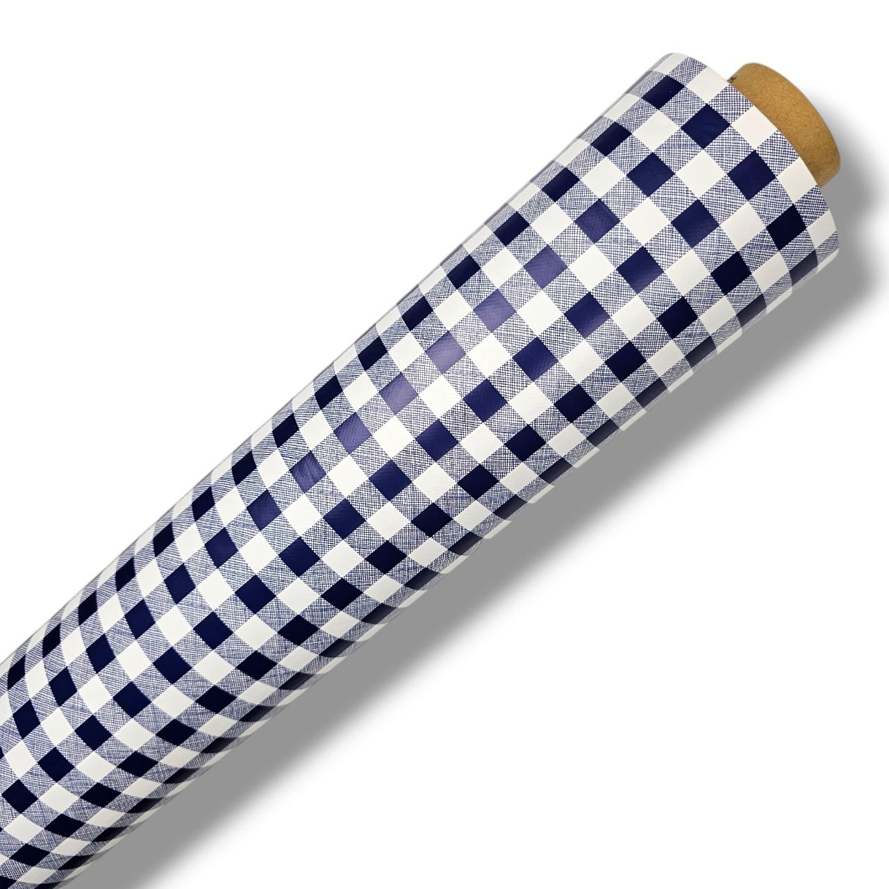 Navy Blue and white Mini Gingham Check PVC Vinyl Tablecloth 140cm wide ...