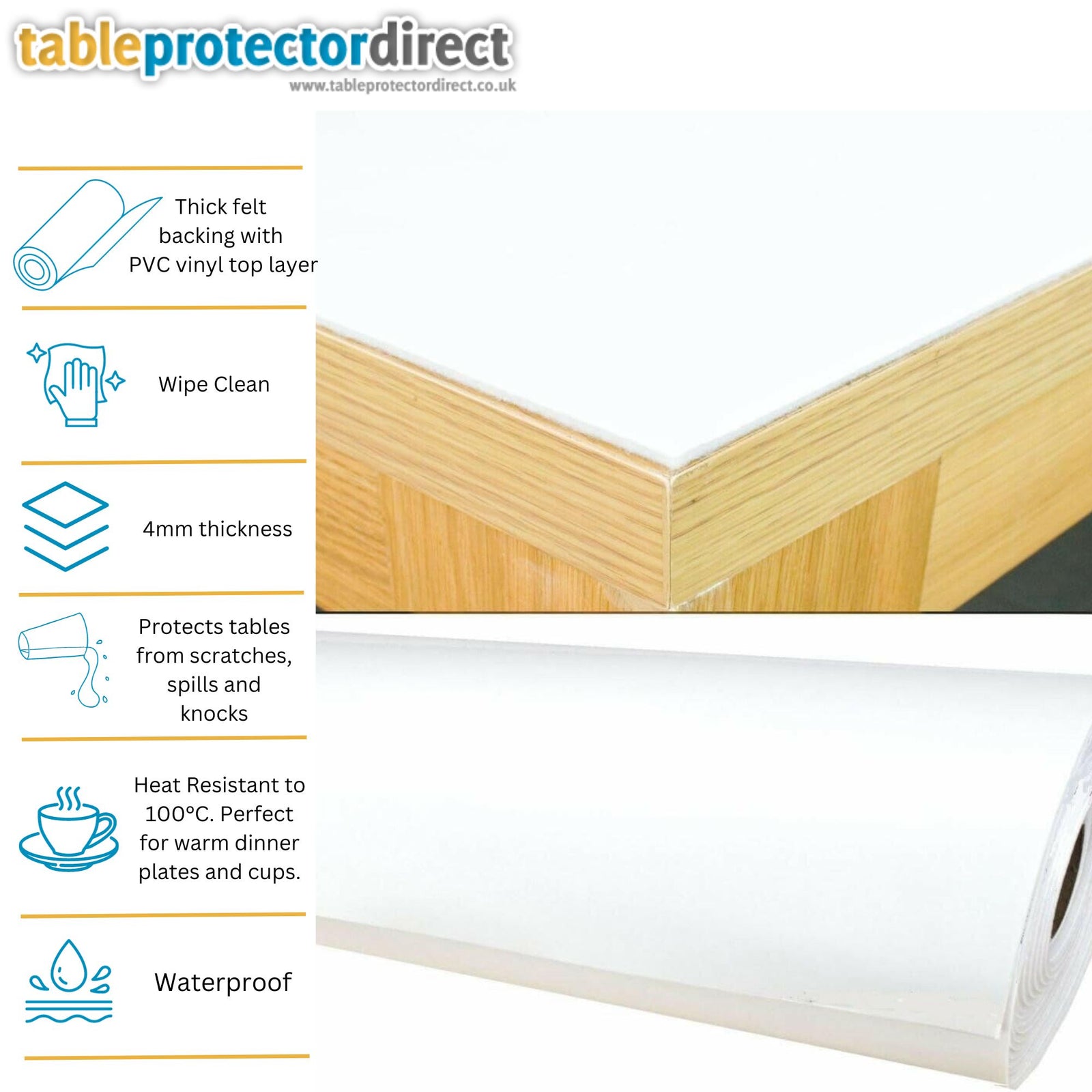 Table Protector Heavy Duty White 100cm wide