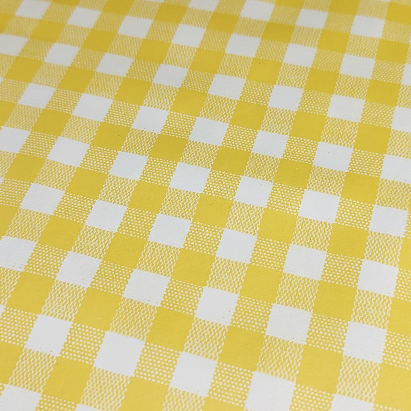Yellow Bistro Check Wider Width PVC Vinyl Oilcloth Tablecloth 180cm ex