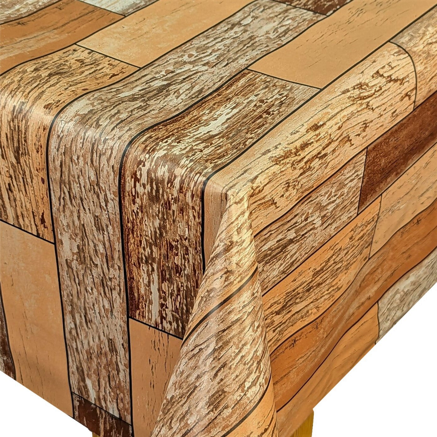 Natural Wooden Planks Vinyl Oilcloth Tablecloth - Wipe Clean ...