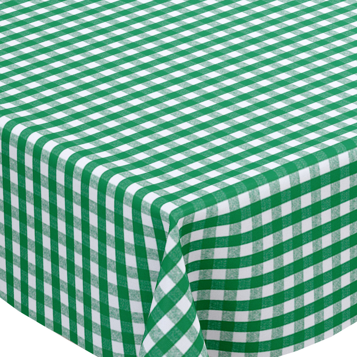 Green Gingham Medium Check PVC Vinyl Tablecloth 20 Metres