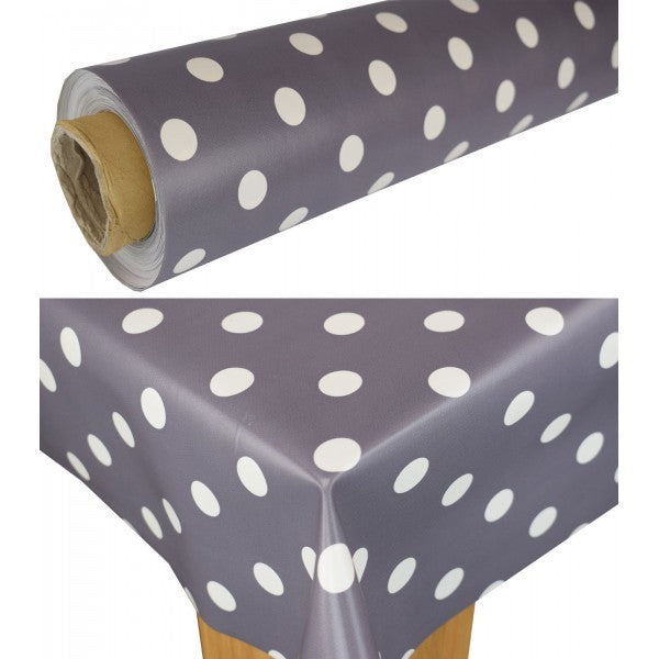 Square Wipe Clean Tablecloth Vinyl PVC 140cm x 140cm Grey Spot