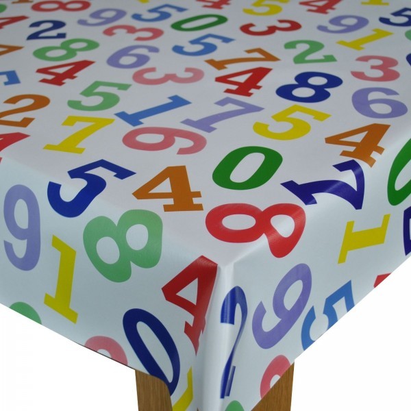 Square Wipe Clean Tablecloth Vinyl PVC 140cm x 140cm Just Numbers
