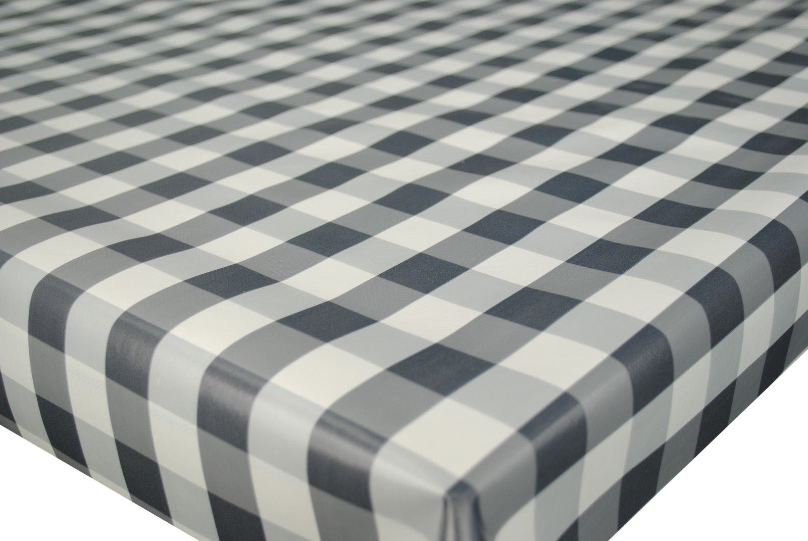 Square Wipe Clean Tablecloth Vinyl PVC 140cm x 140cm Dark Grey Gingham