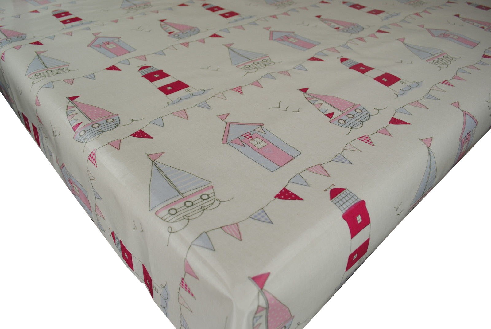 Square Wipe Clean Tablecloth PVC Oilcloth 132cm x 132cm Maritime Pink