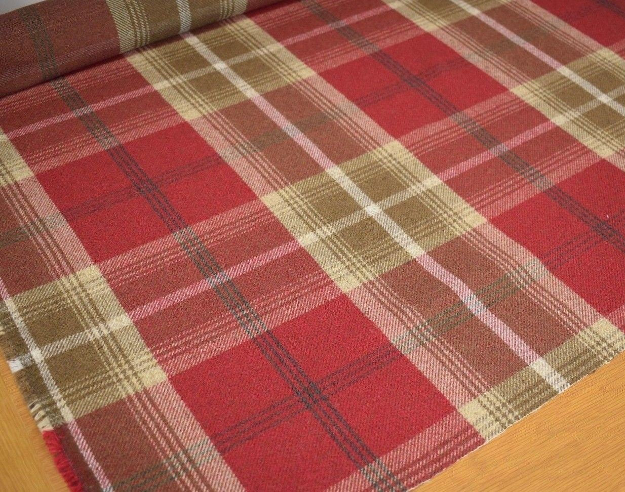 Balmoral Red Wool Effect Tartan Fabric- Sold by the Metre-Warehouse Cl