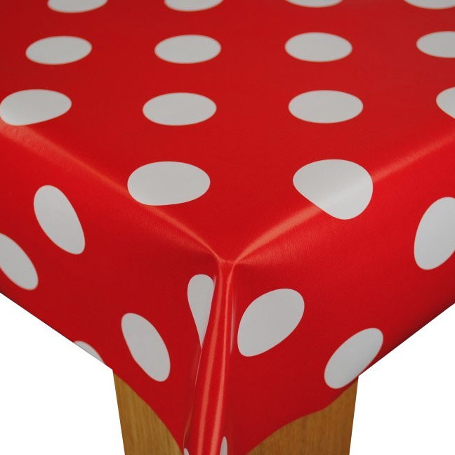 Hot Spot Bright Red Vinyl Oilcloth Tablecloth