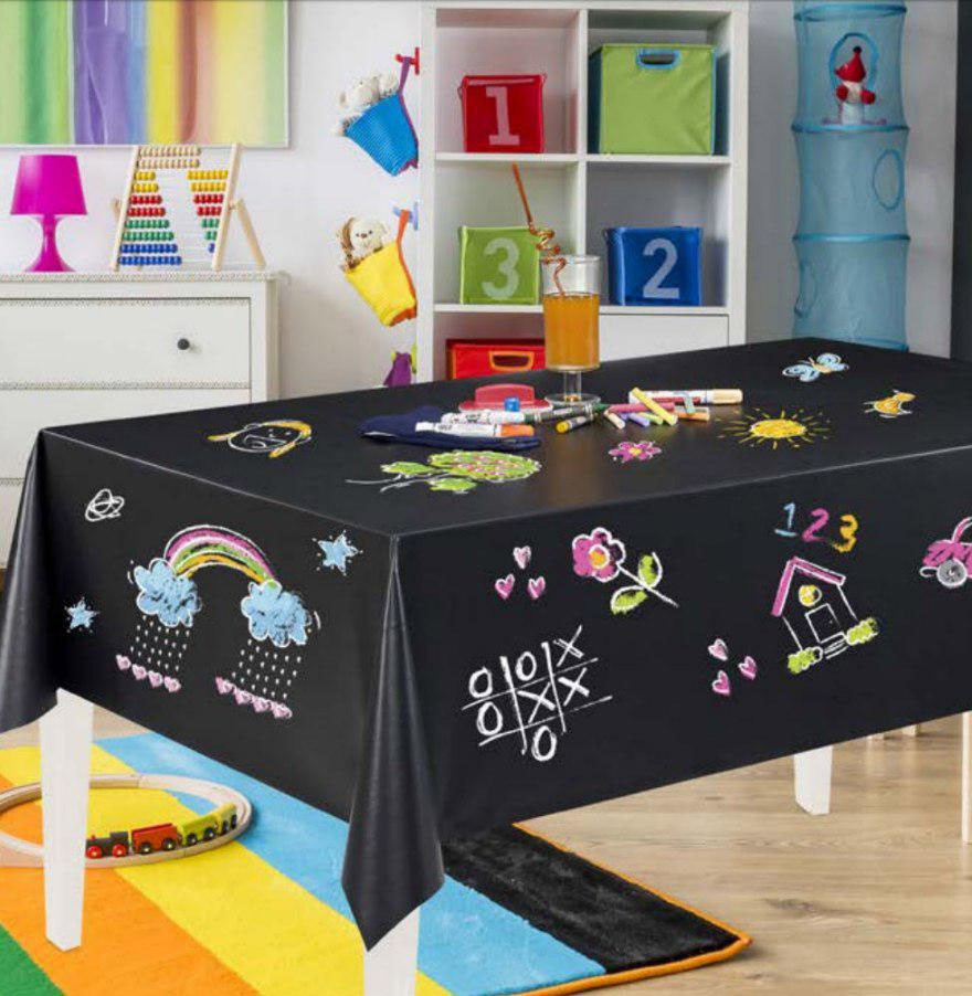 Chalkboard Black Vinyl Oilcloth Tablecloth - Wipe Clean Tablecloths ...