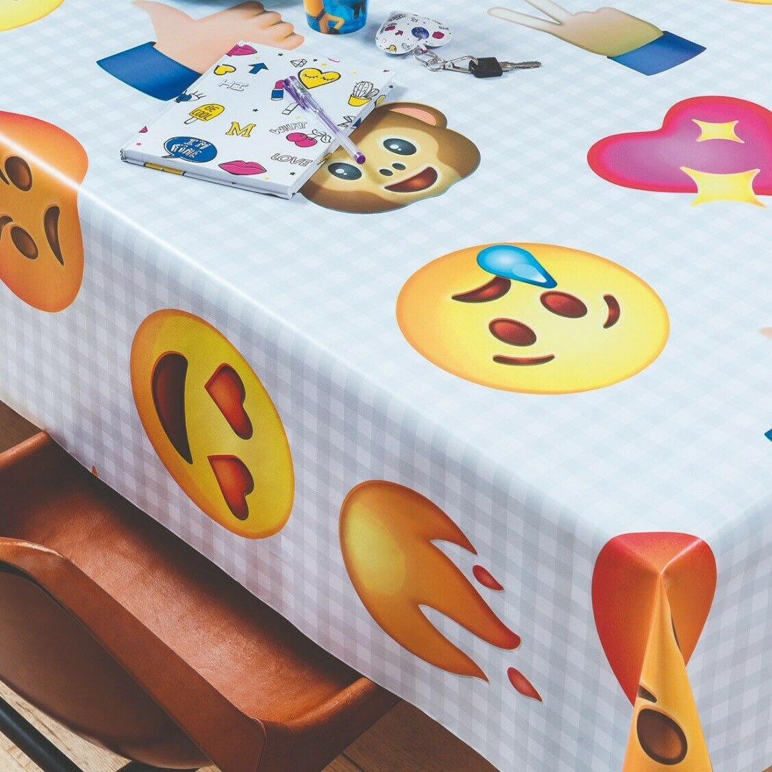Hashtag Emoji Vinyl Oilcloth Tablecloth - Wipe Clean Tablecloths ...