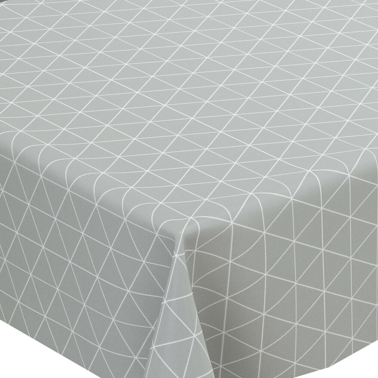 Grey Geometric Triangle Vinyl Oilcloth Tablecloth - Wipe Clean ...