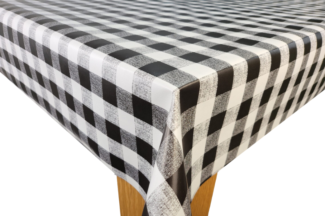 Black And White Checkerboard Vinyl Tablecloth Checkered Black Table